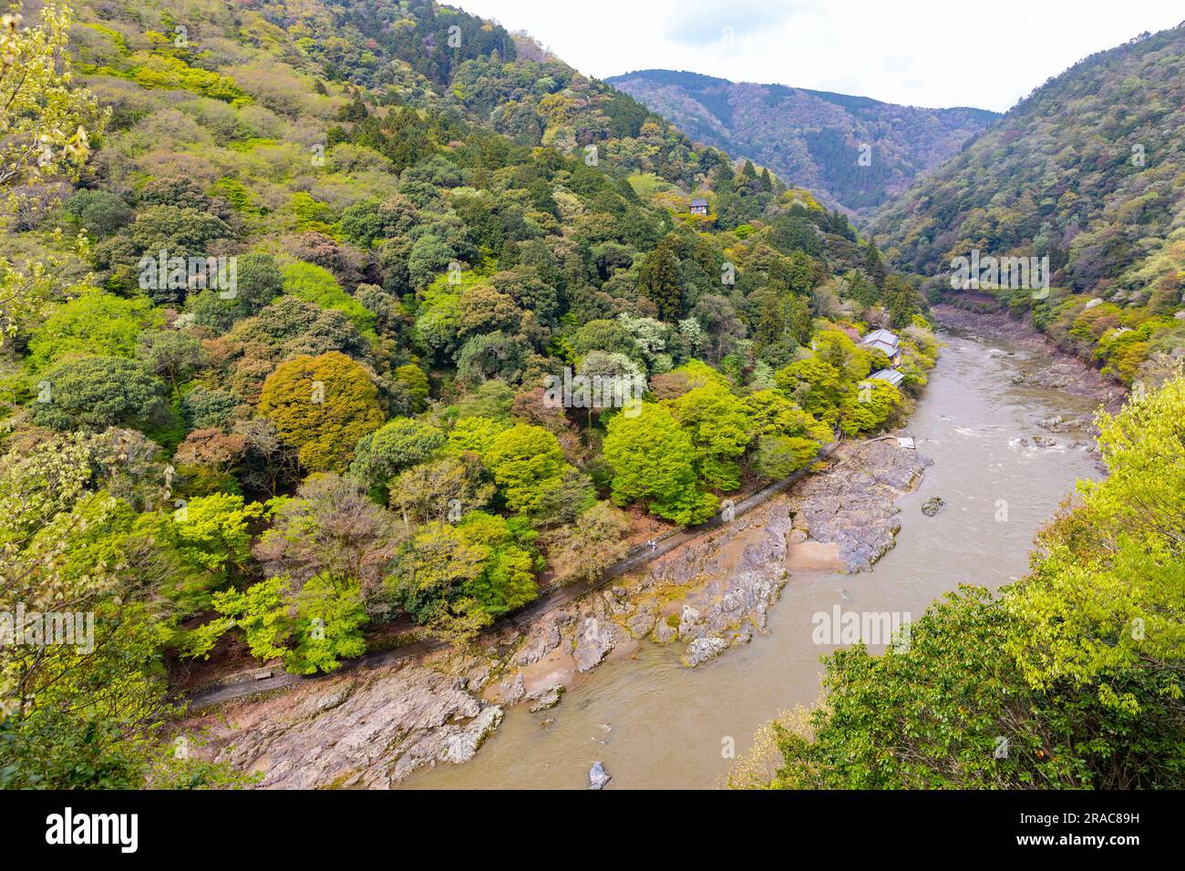 2023, Hozukyo gorge and Hozu river viewed from Kameyama park ...