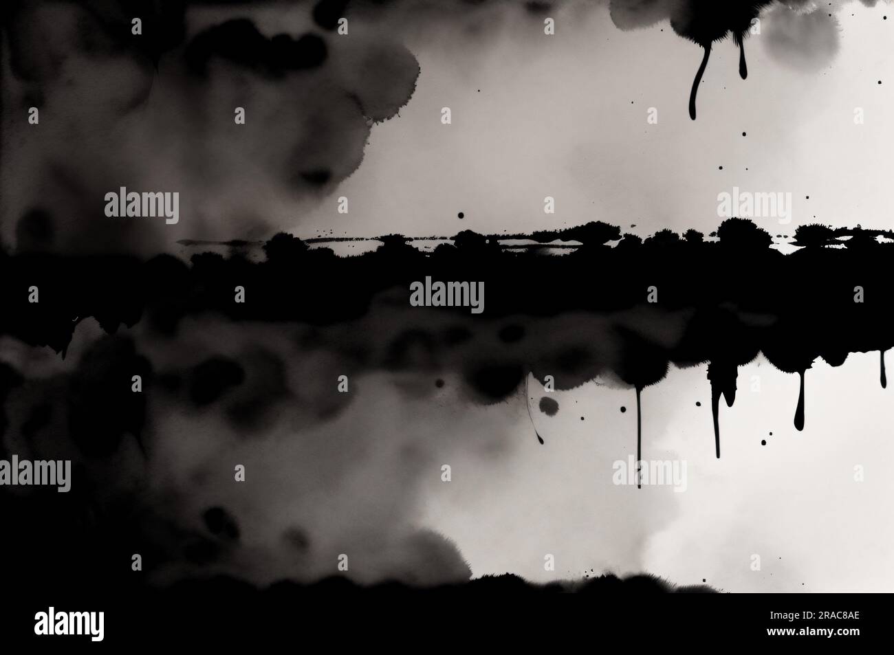 Abstract black water color art background hand paint on white ...