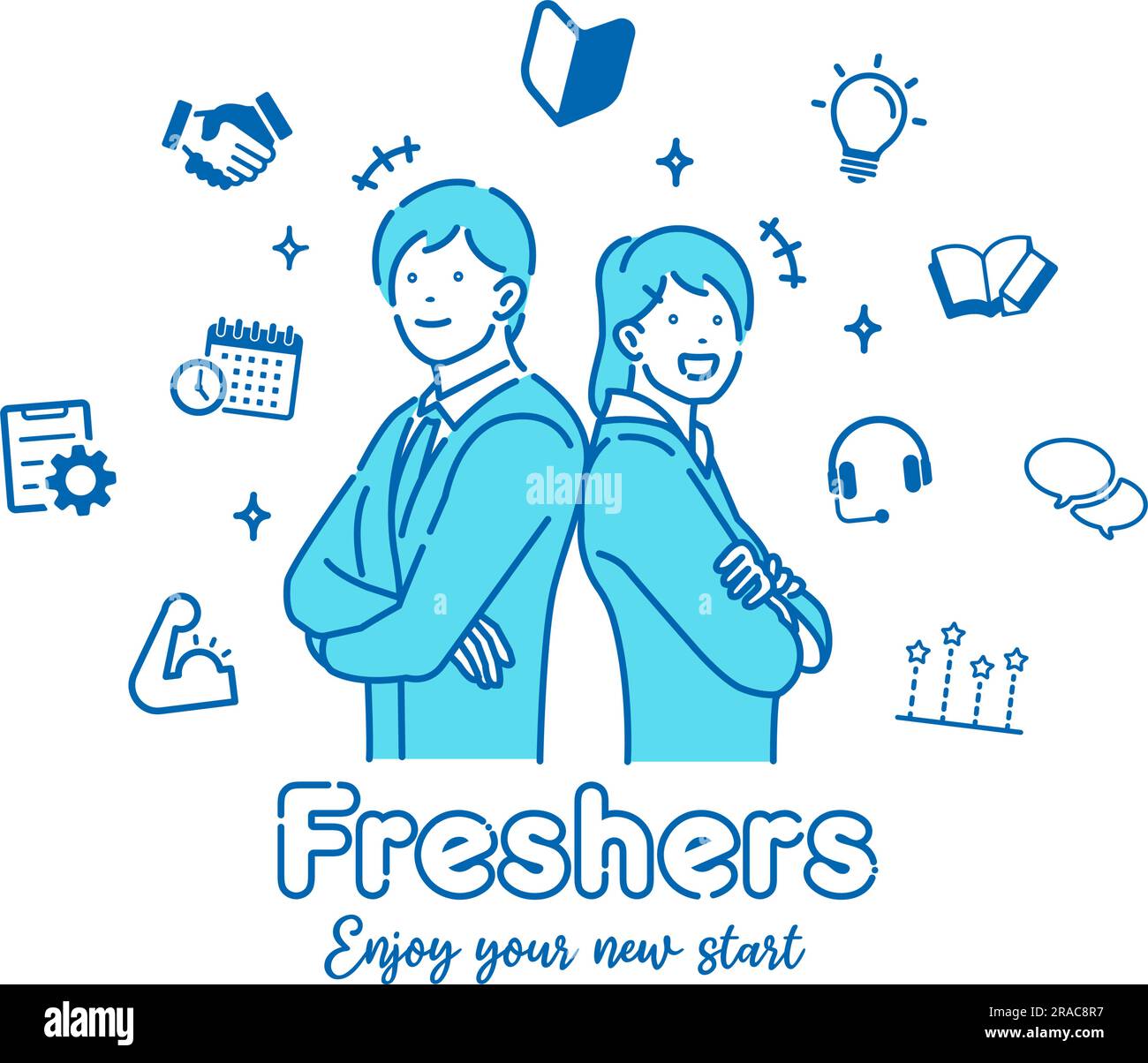 Male and female new employees vector illustration Stock Vector Image ...
