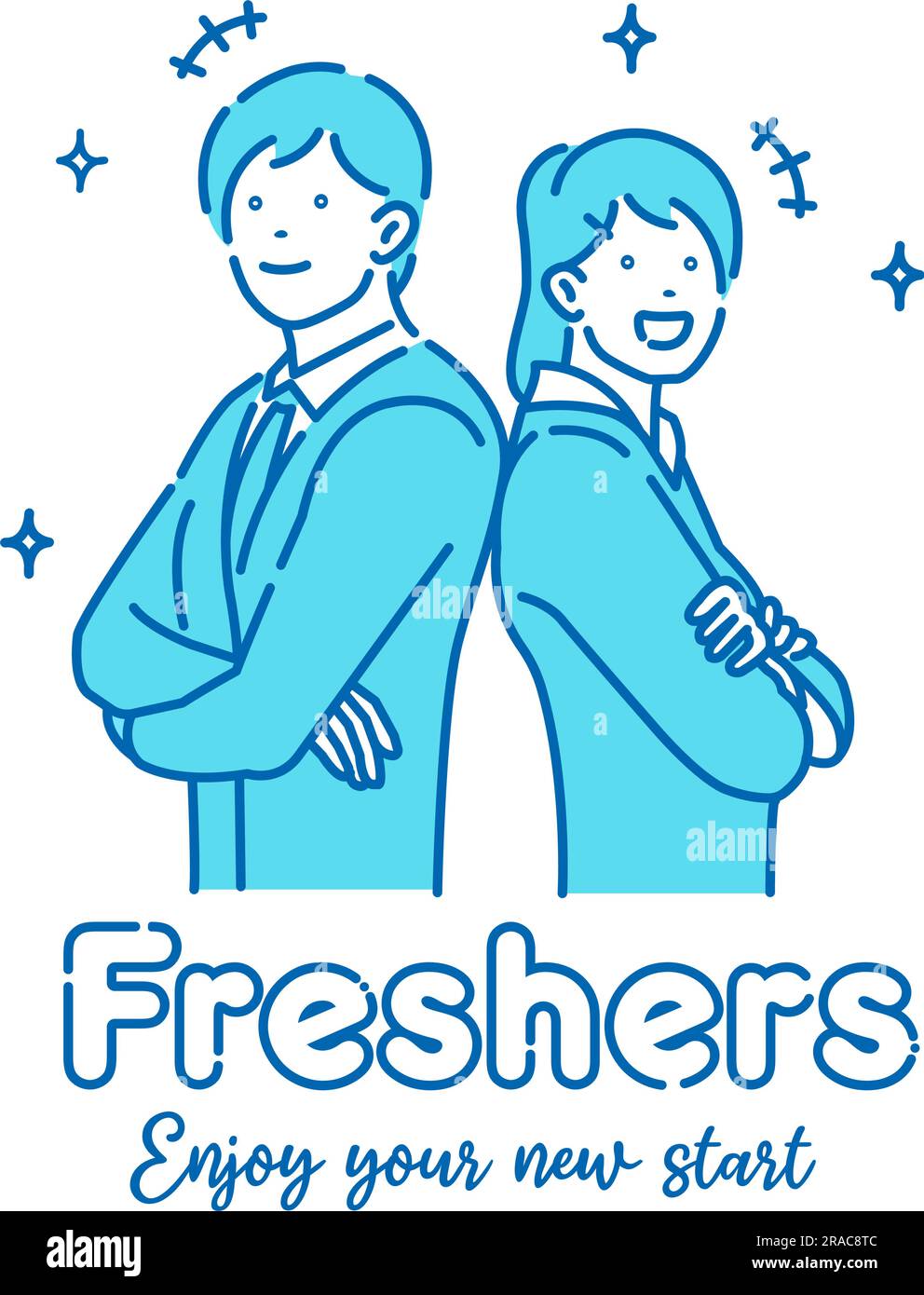 Male and female new employees vector illustration Stock Vector Image ...