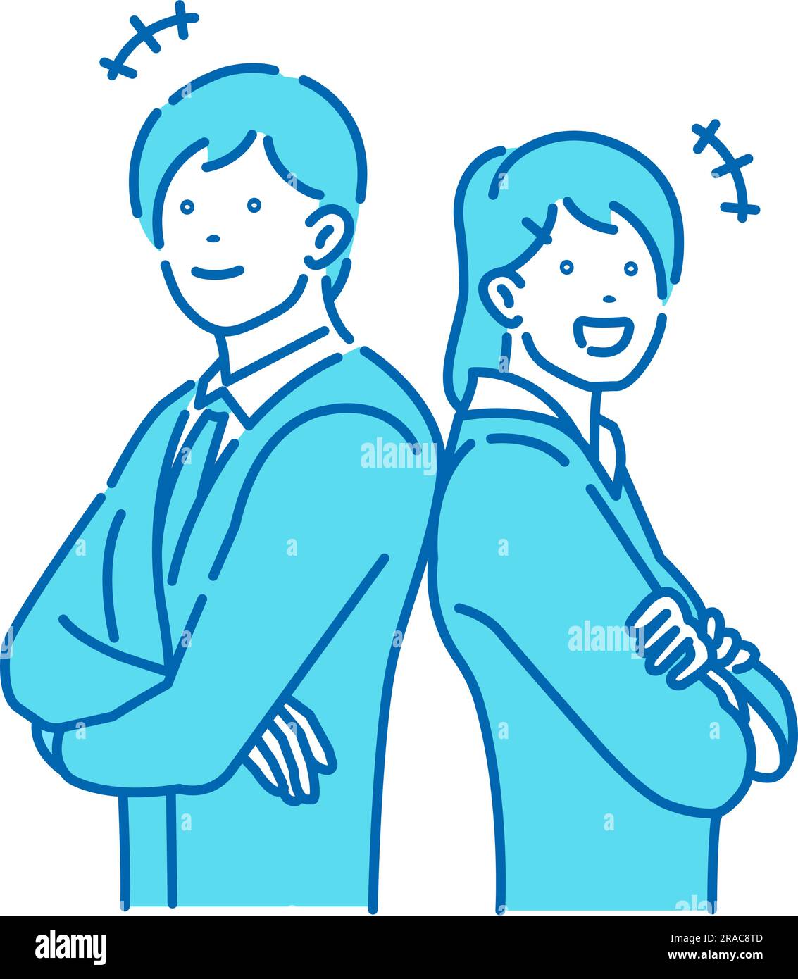Male and female new employees vector illustration Stock Vector Image ...