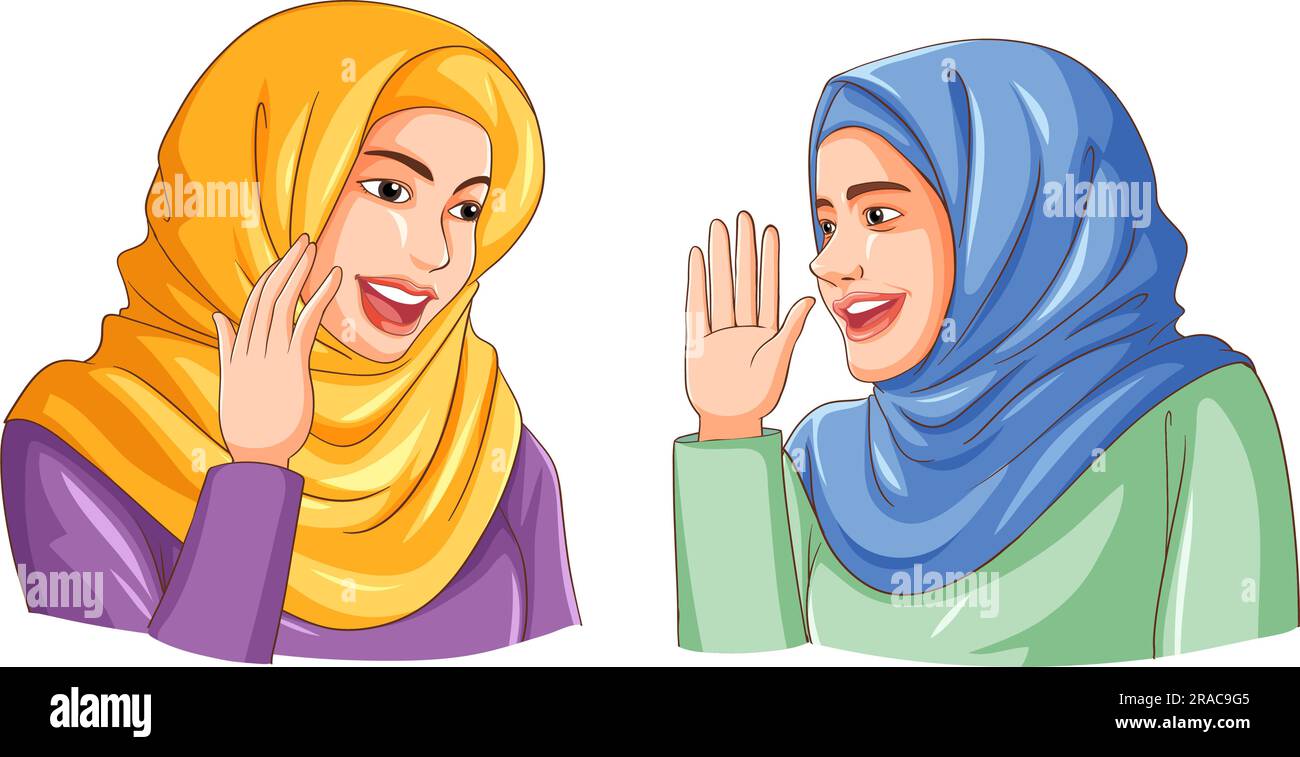 Happy muslim woman wearing hijab friends illustration Stock Vector ...