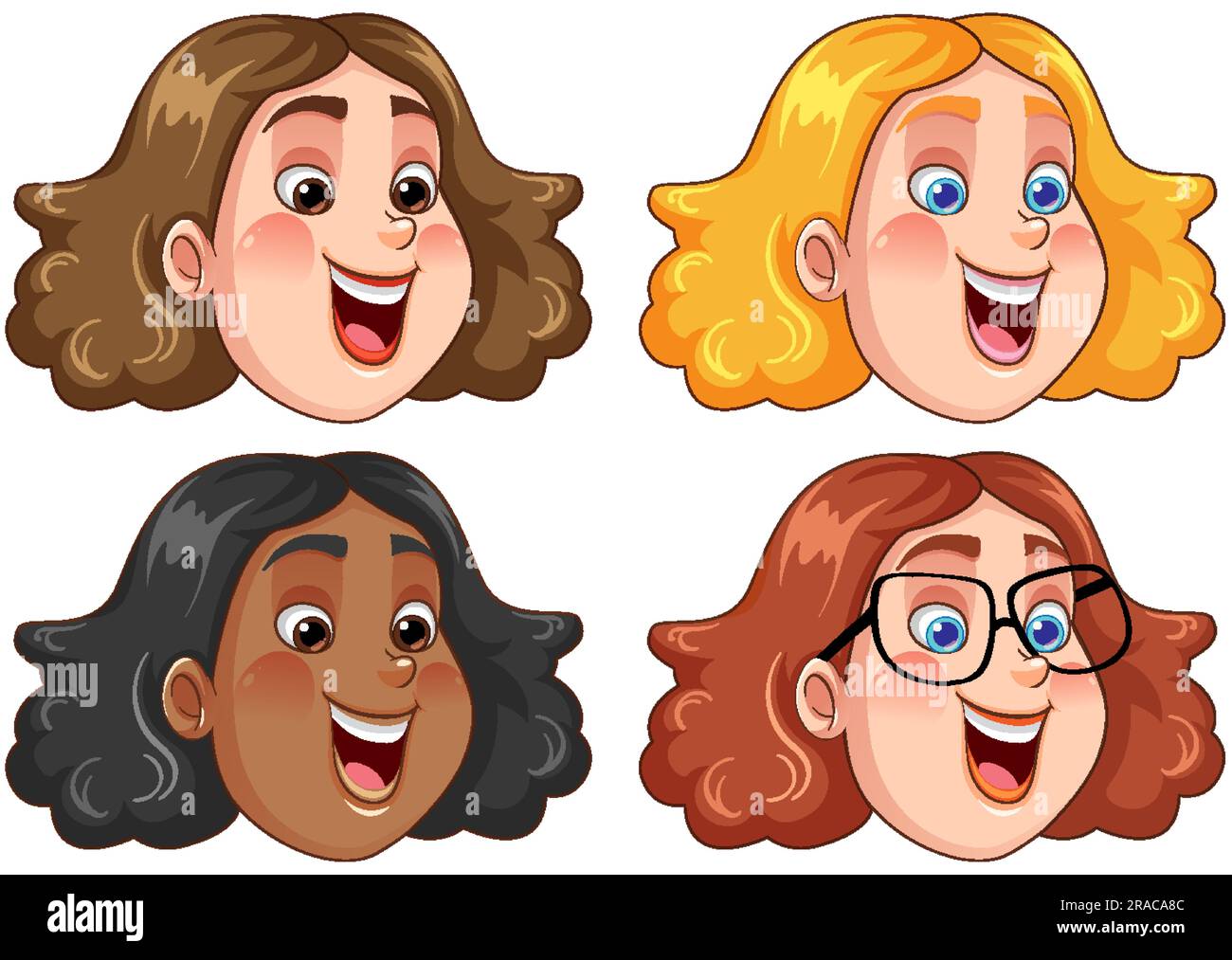 Chubby Woman Face Cartoon Character illustration Stock Vector Image ...
