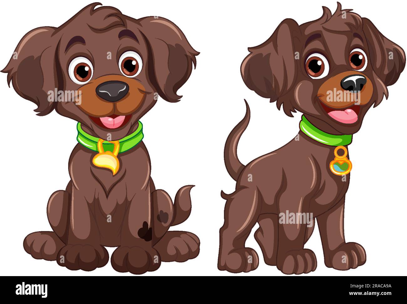 Adorable Dog in Sitting and Standing Poses illustration Stock Vector ...