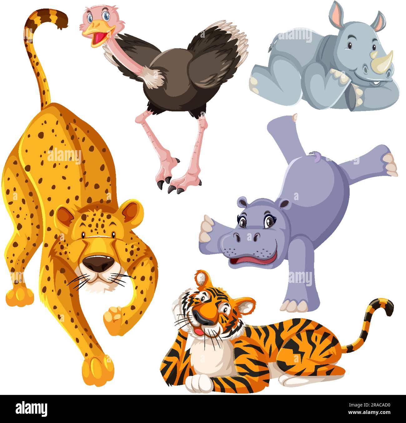 Set of cute animals cartoon character illustration Stock Vector Image ...