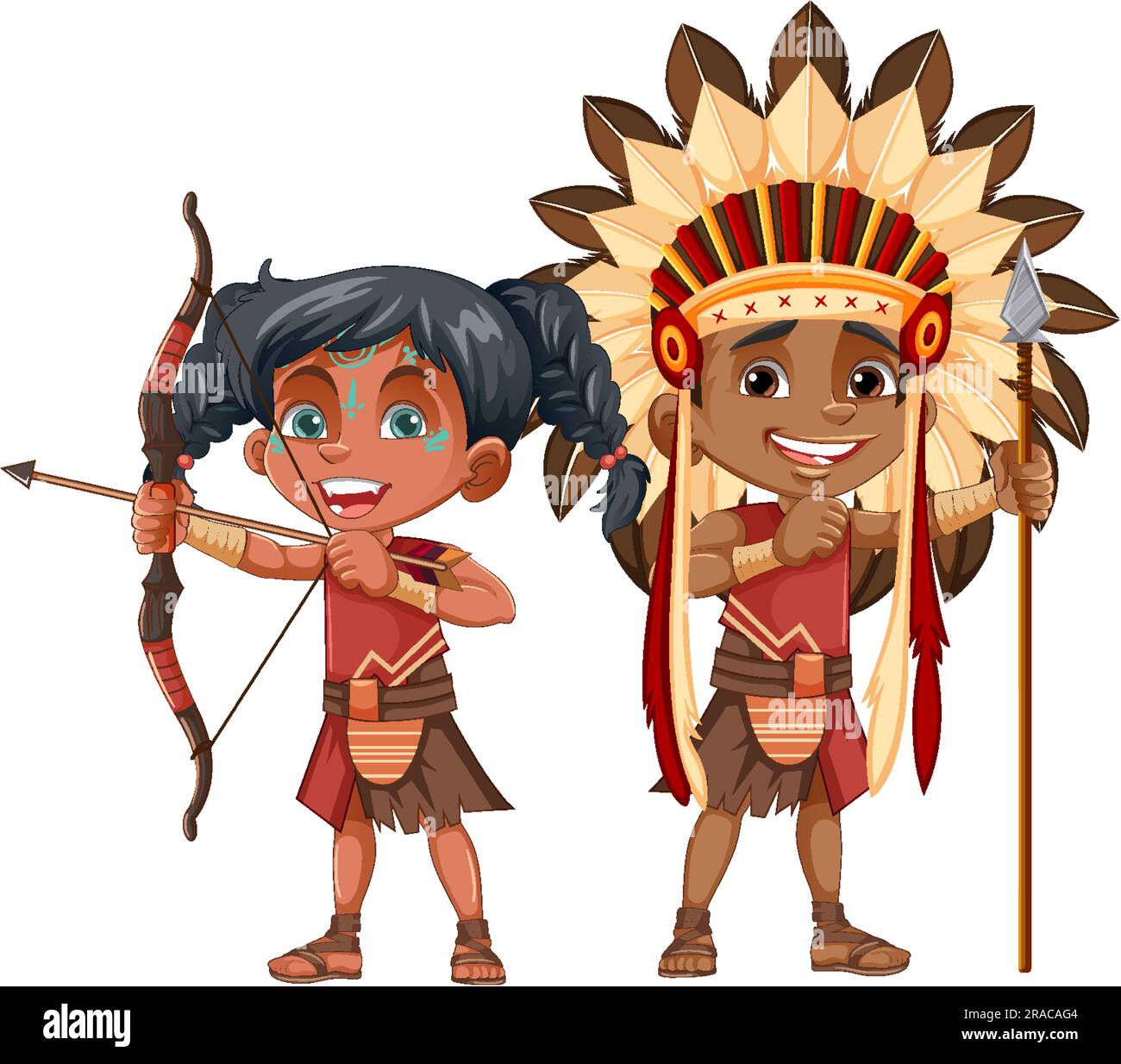 Native American Tribe Kids illustration Stock Vector Image & Art - Alamy