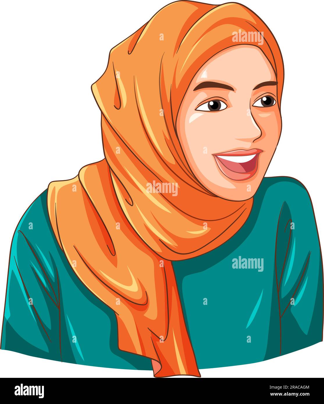 Happy muslim woman wearing hijab illustration Stock Vector Image & Art ...