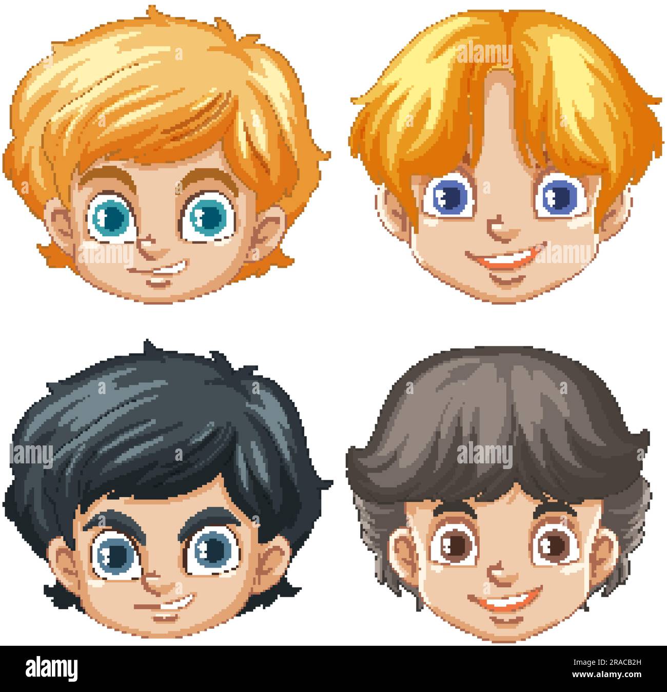 Set of boy cartoon head illustration Stock Vector Image & Art - Alamy