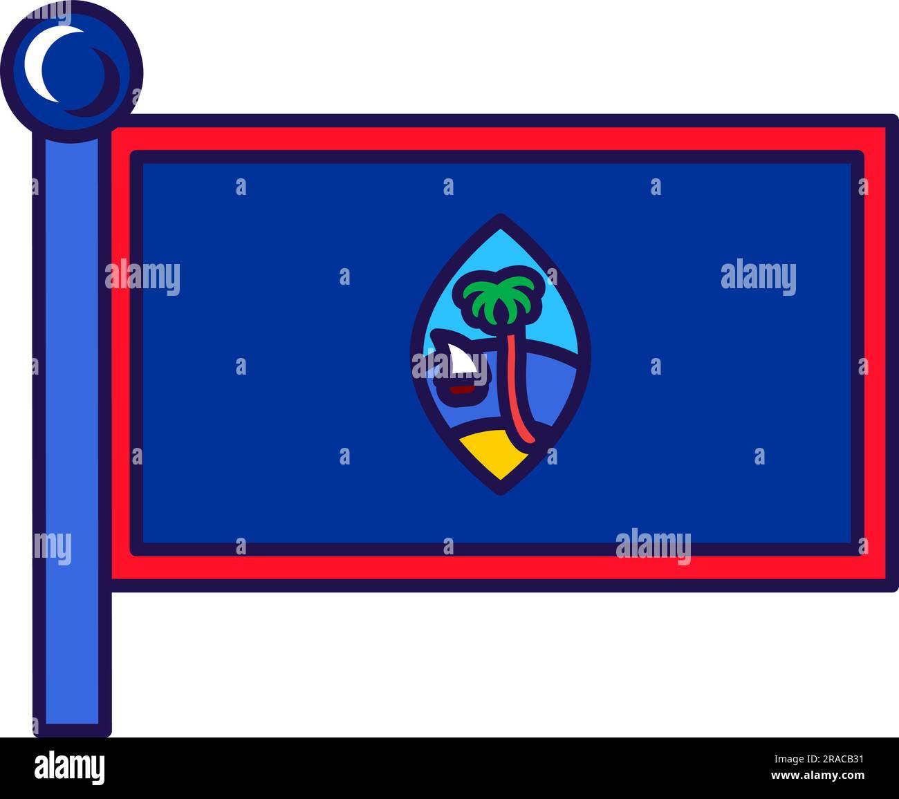 United states territory of guam nation flag vector. Seal in sea, sandy ...