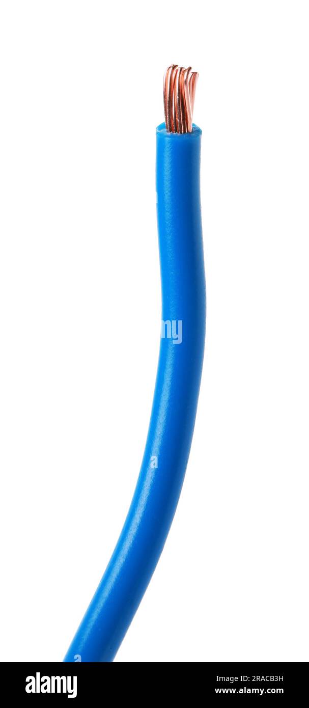 One new electrical wire isolated on white Stock Photo - Alamy