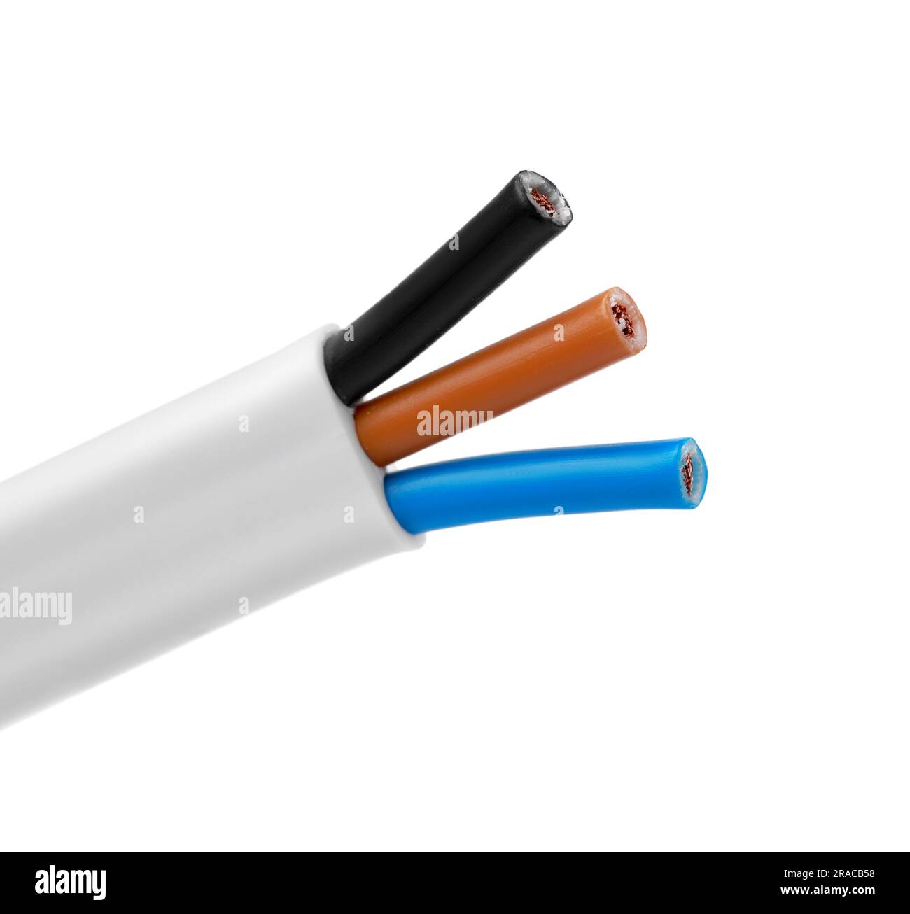 One new electrical wire isolated on white Stock Photo - Alamy