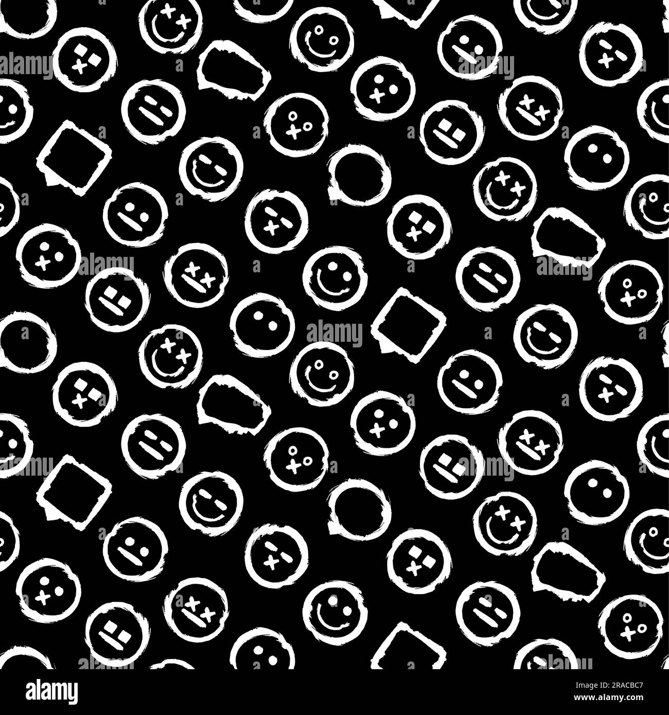 Abstract sloppy seamless pattern with Emoji facial expressions and talk ...