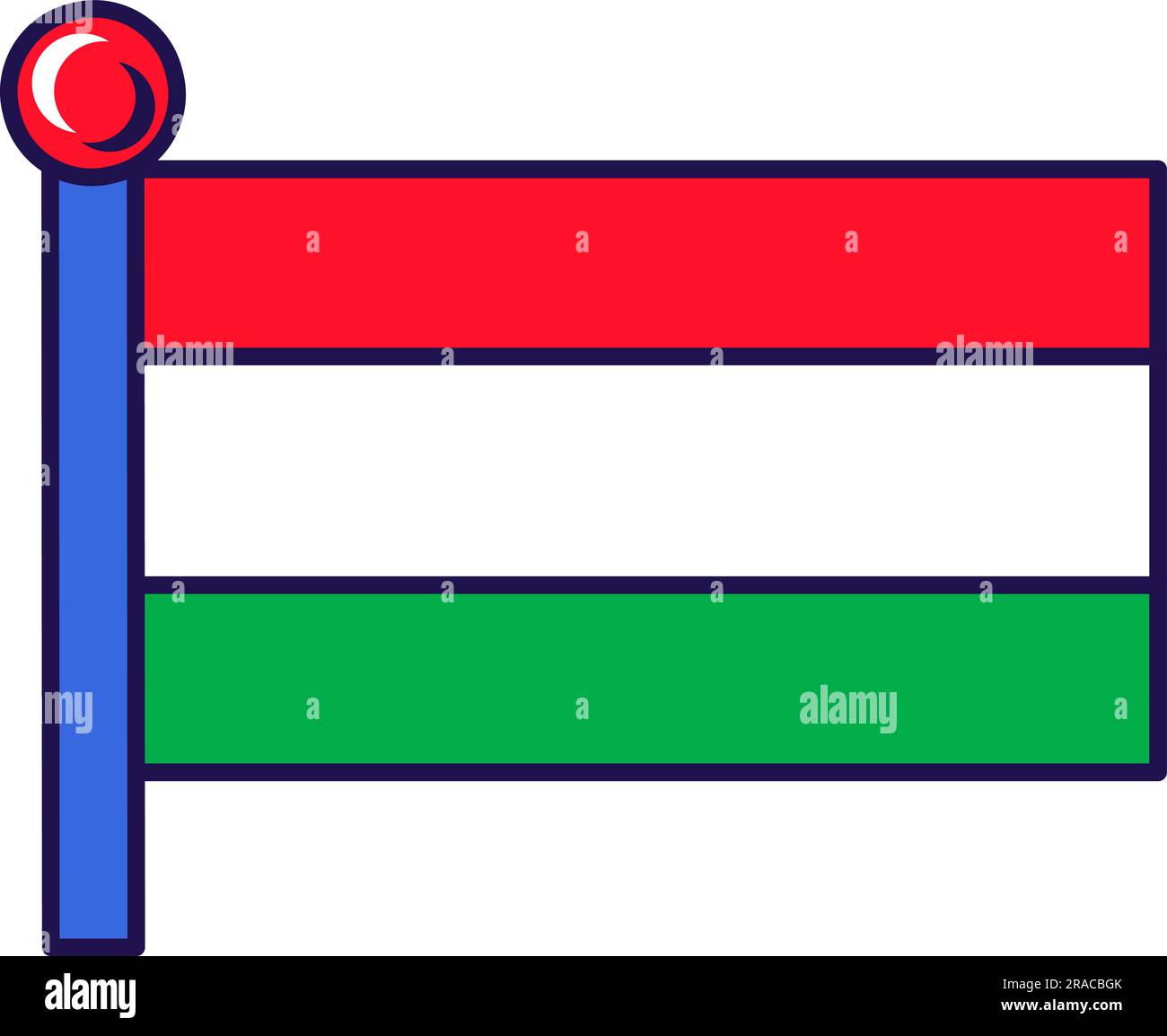 Hungary country nation flag on flagpole vector. Horizontal tricolor of ...