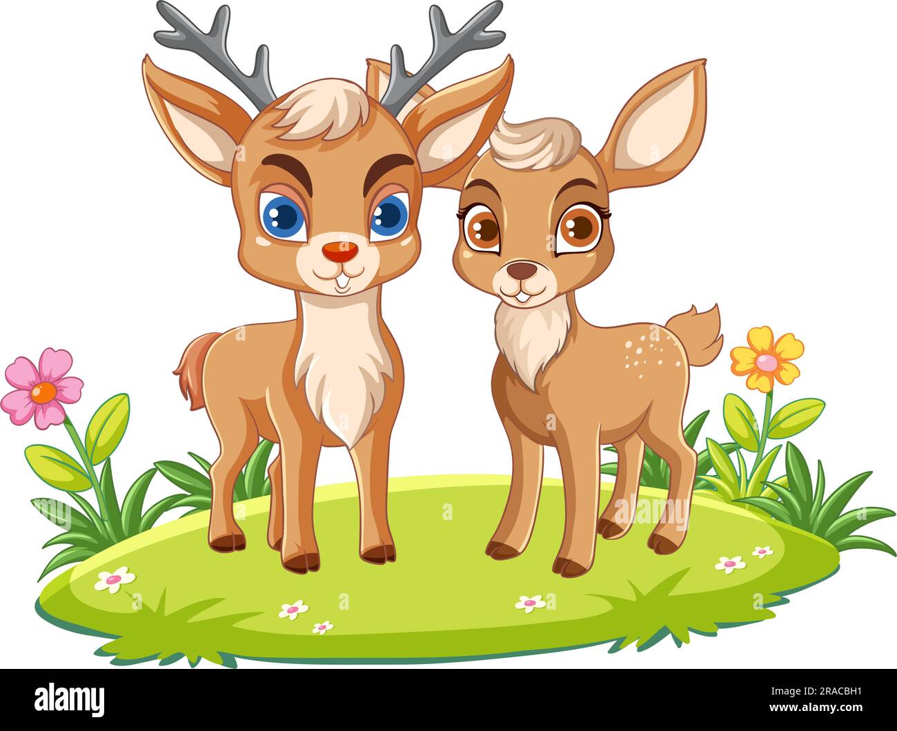 Mother Deer and Baby in Cartoon Style illustration Stock Vector Image ...