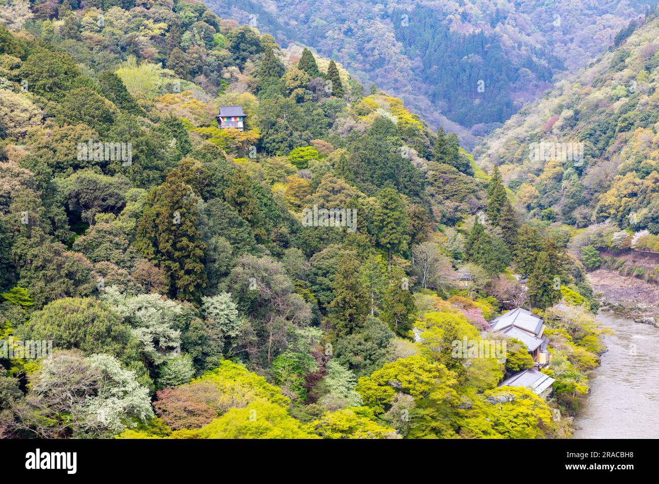 2023, Hozukyo gorge and Hozu river viewed from Kameyama park ...