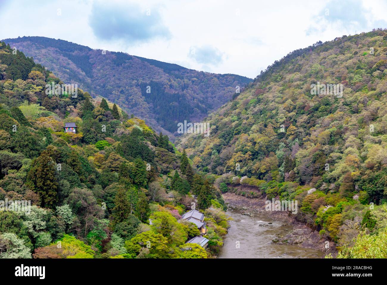 2023, Hozukyo gorge and Hozu river viewed from Kameyama park ...