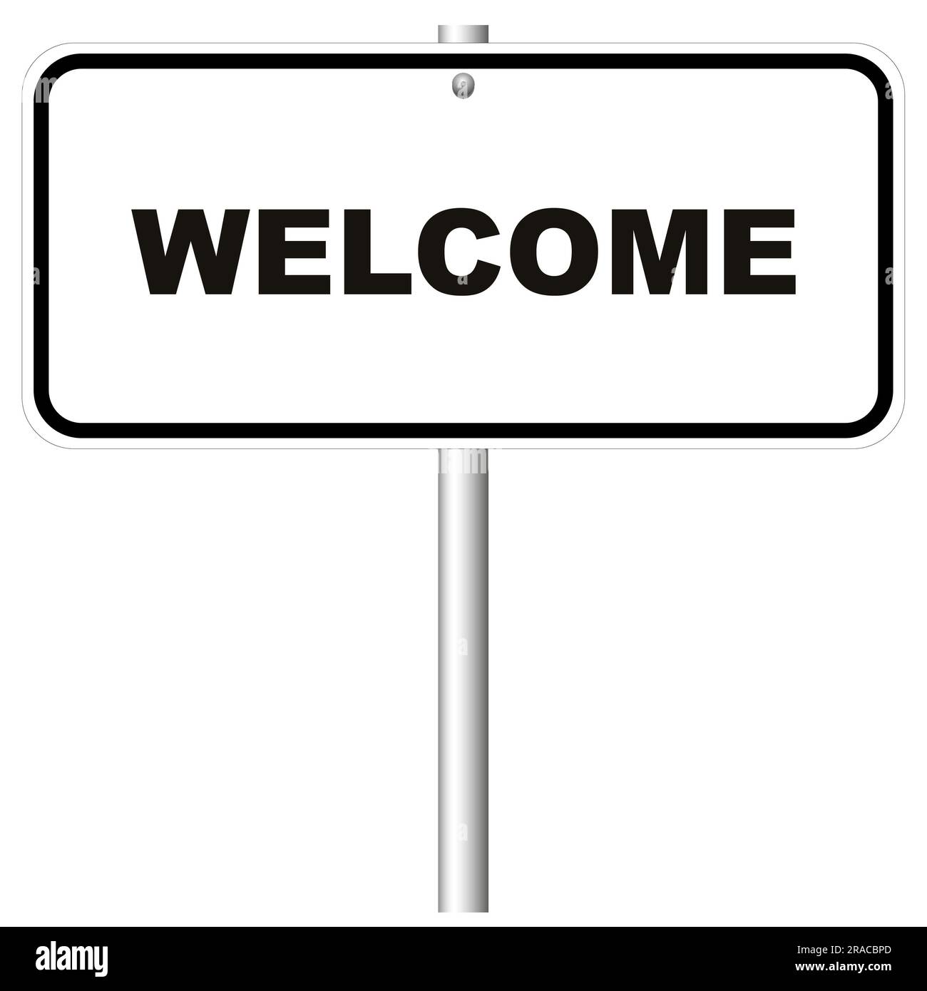 Road sign with word Welcome on white background Stock Photo - Alamy