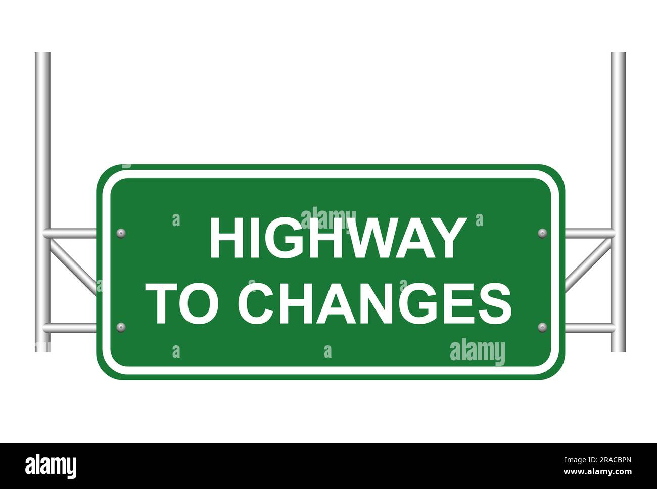 Green road sign with words Highway To Changes on white background Stock ...