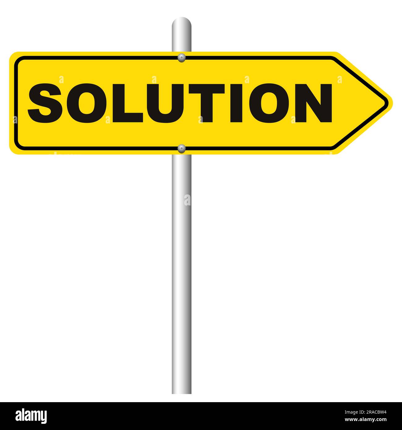Yellow road sign with word Solution on white background Stock Photo - Alamy