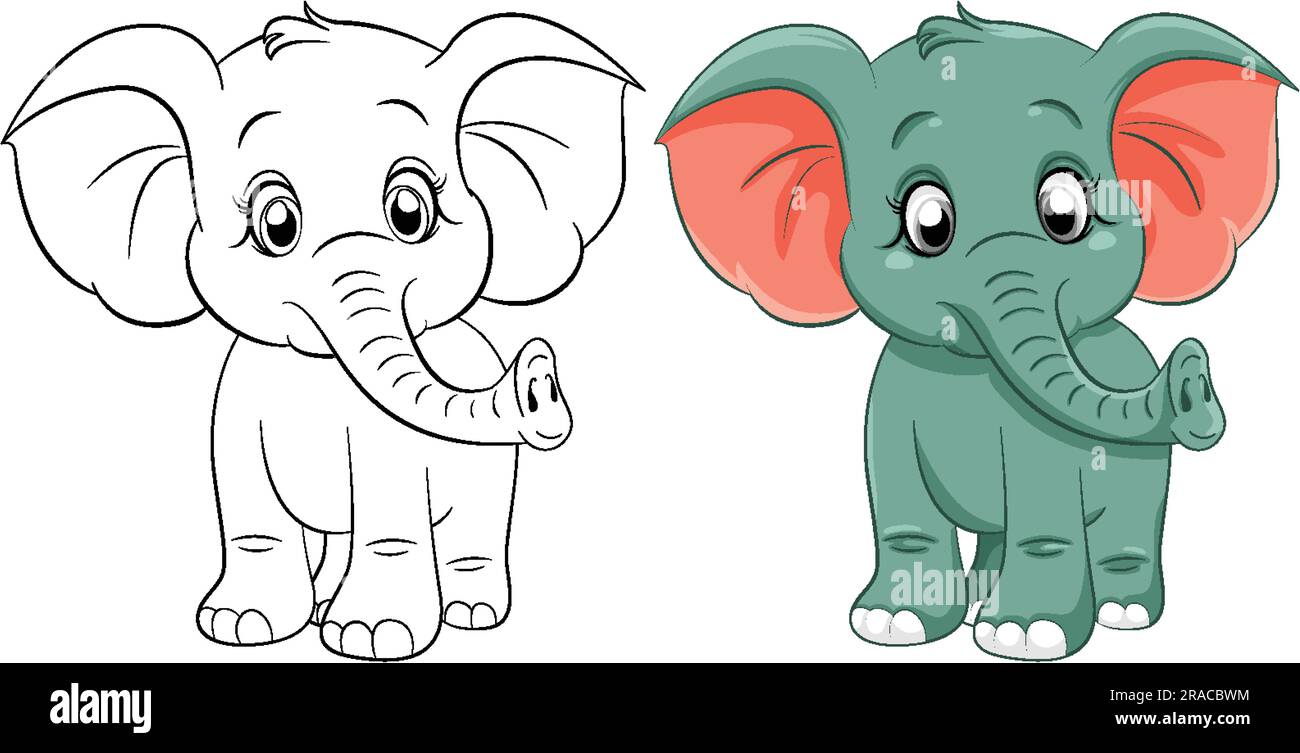 Cartoon Baby Elephant Outline
