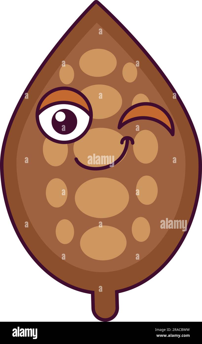 Natural fruit cocoa bean smiling character. Collection of raw materials ...
