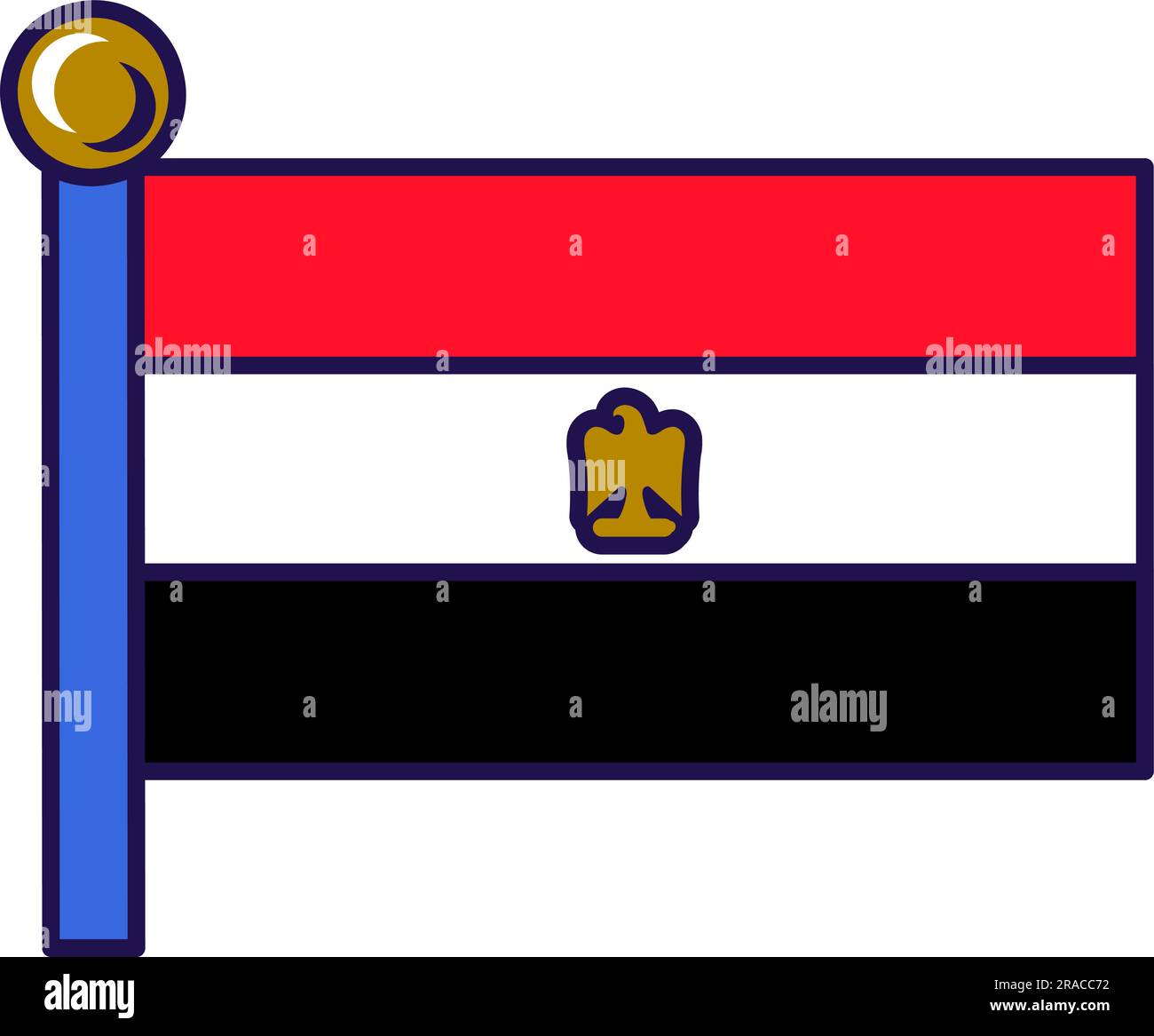 Egypt country civil nation flag on flagpole vector. Tricolor with ...