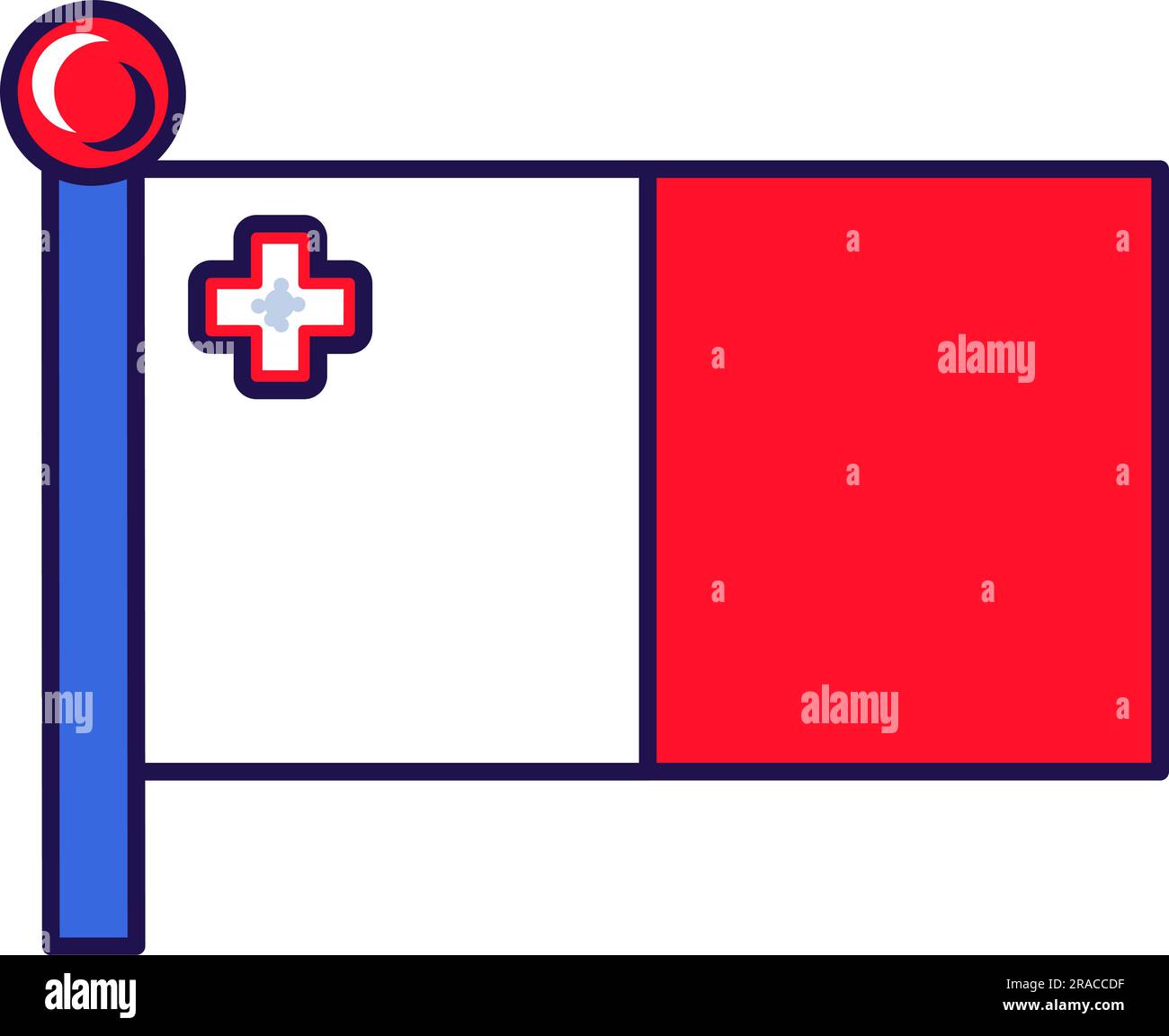 Malta country national flag on flagpole vector. Vertical bicolor of ...