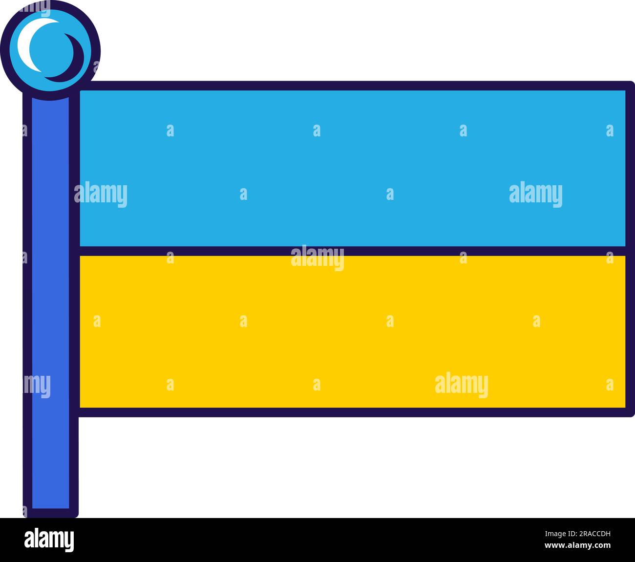 Ukraine country nation flag on flagpole vector. Horizontal bicolor of ...