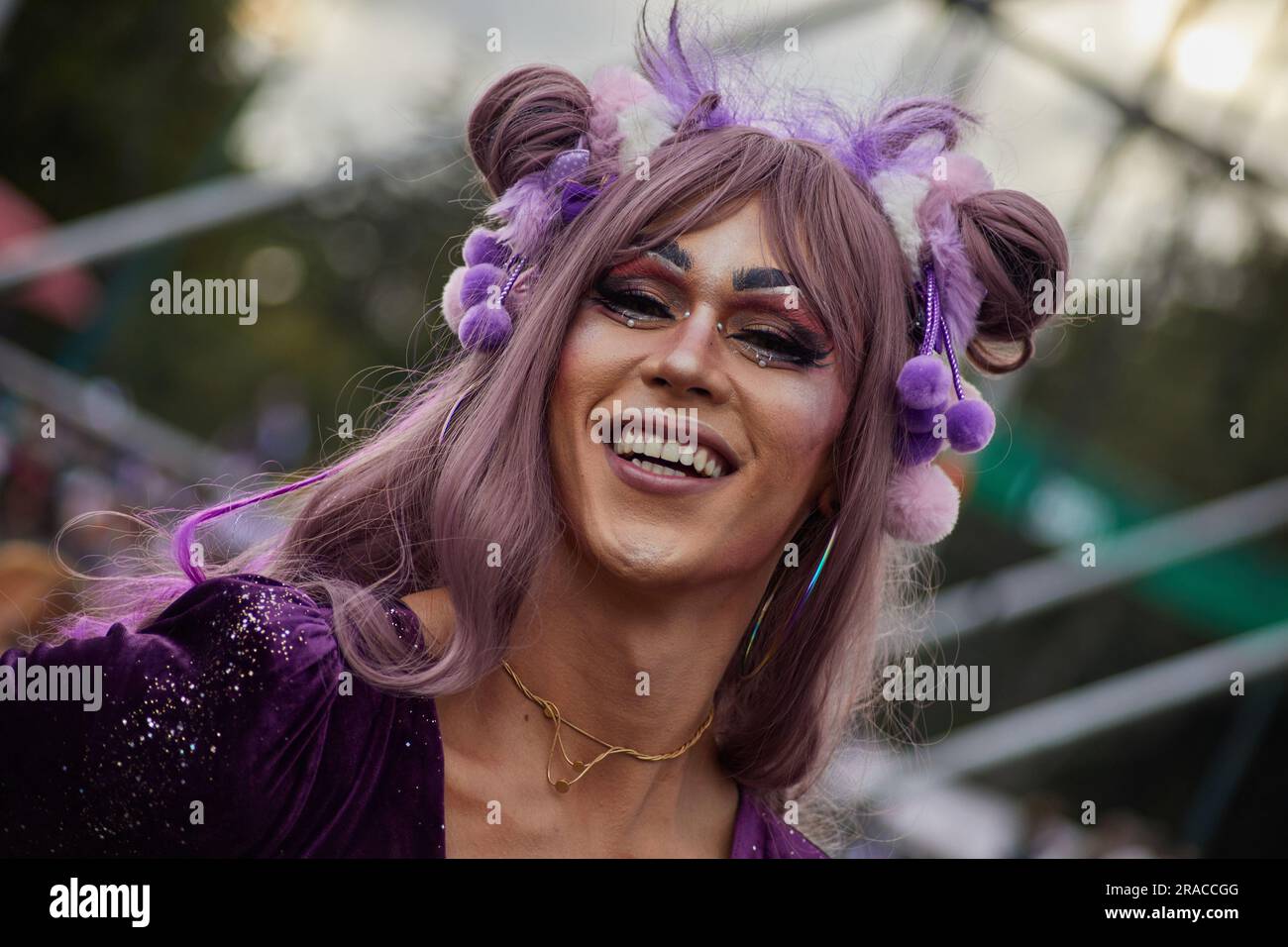 Bogota, Colombia. 02nd July, 2023. People take part by waving LGTBIQ ...