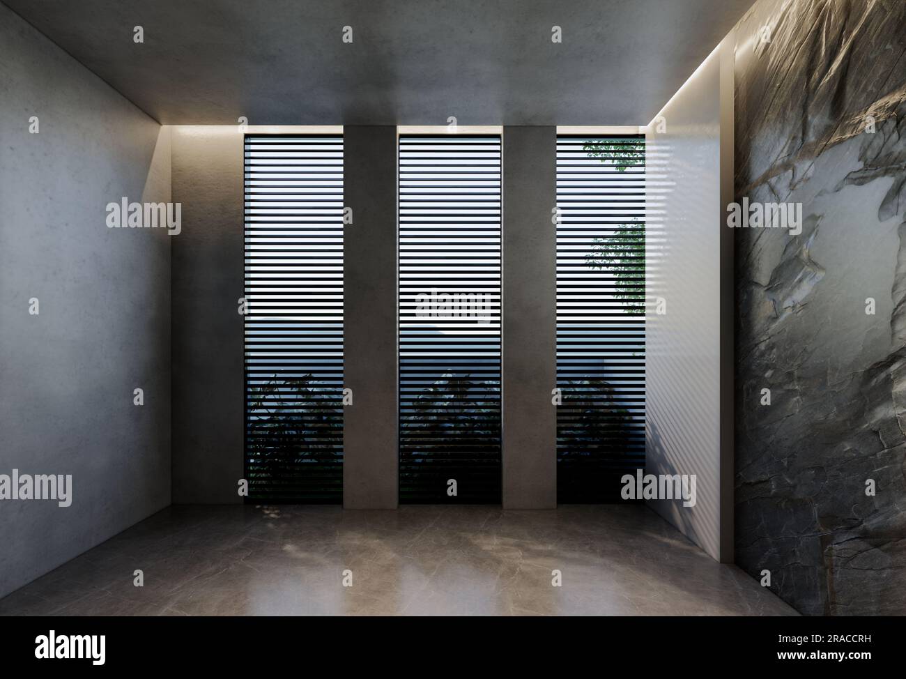 Modern empty room interior design contemporary, with natural tones on ...