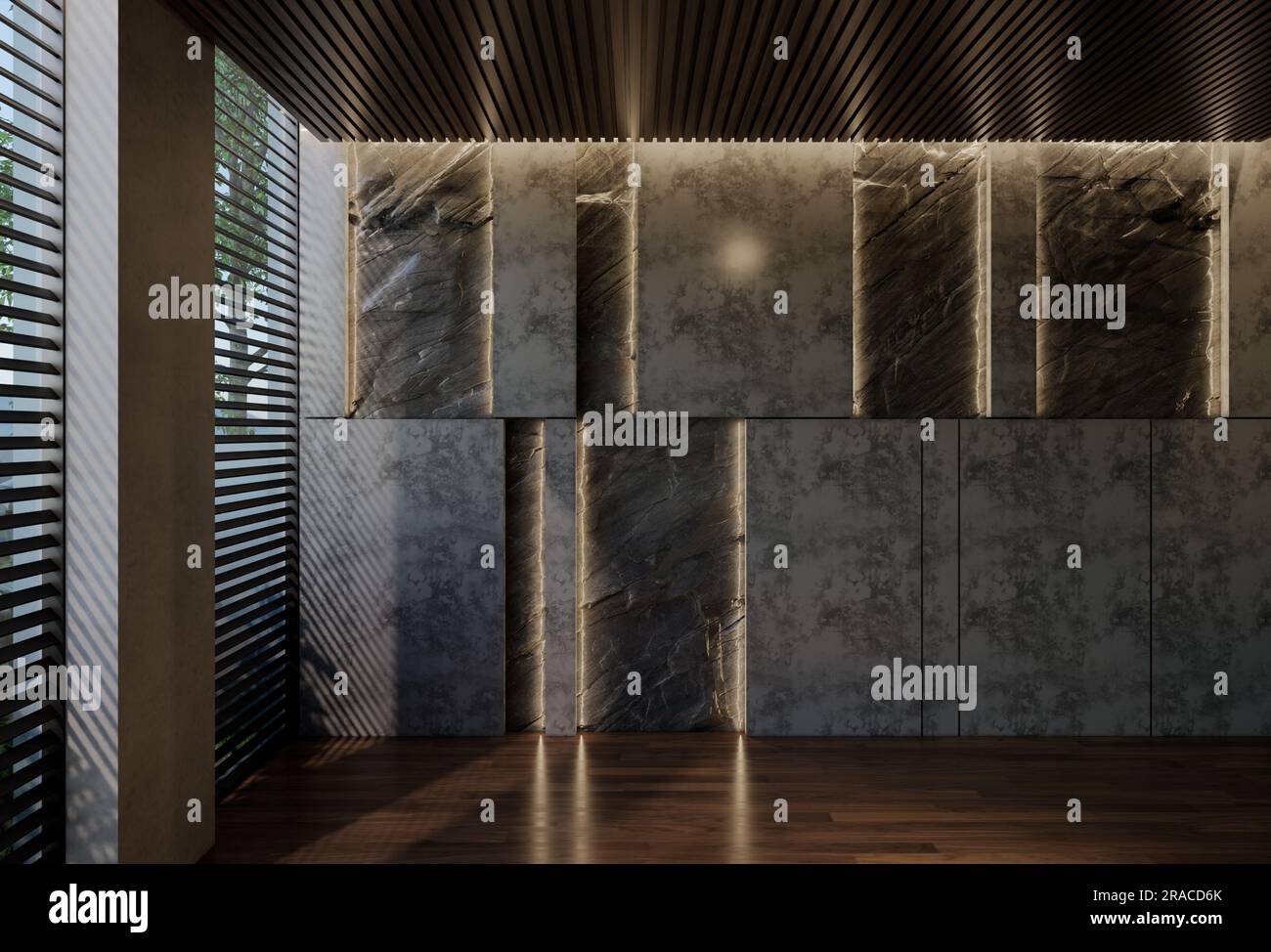 Modern empty room interior design contemporary, with natural tones on ...