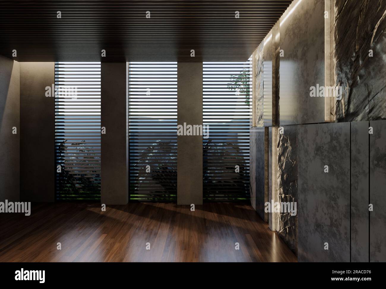 Modern empty room interior design contemporary, with natural tones on ...