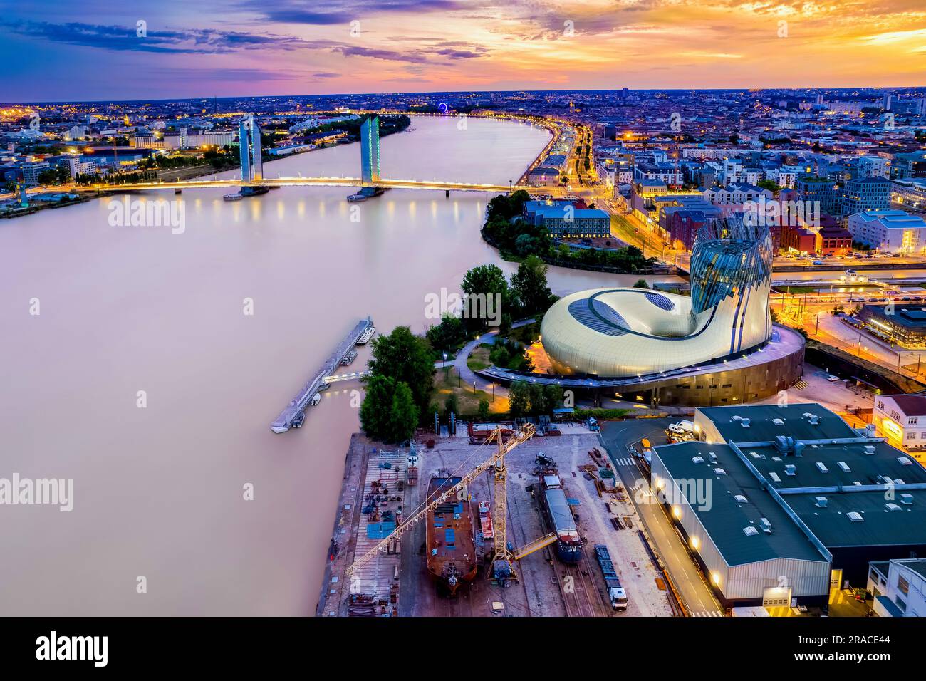 FRANCE. GIRONDE (33) BORDEAUX. AERIAL VIEW OF THE CITE DU VIN, THE ...