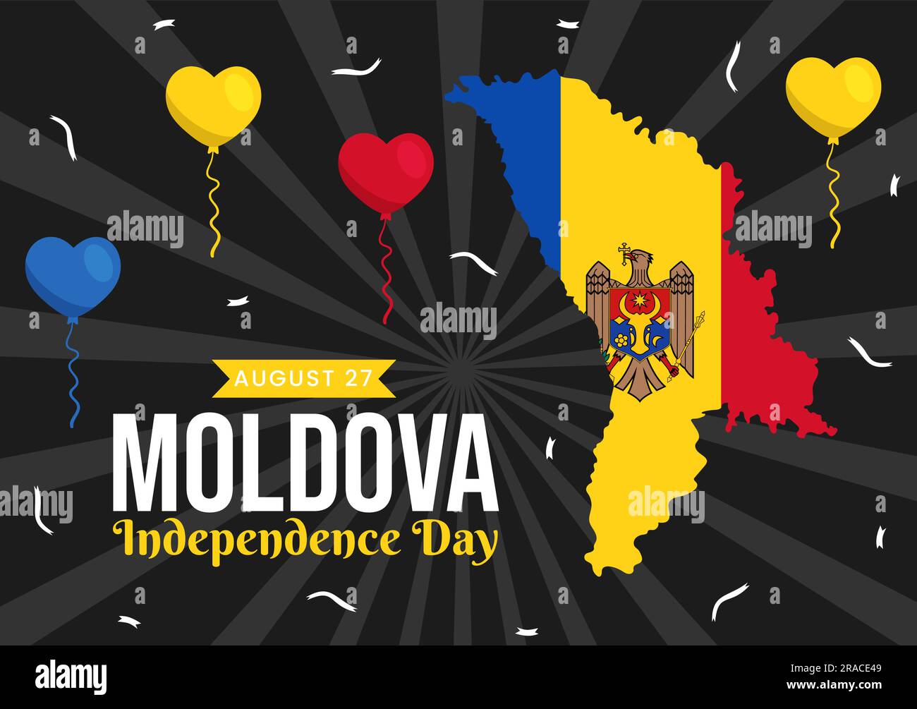 Moldova Independence Day Vector Illustration on August 27 with Waving ...