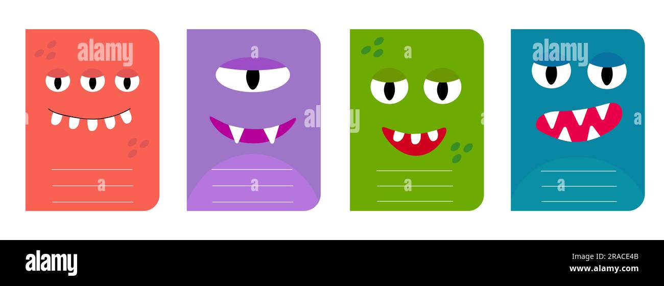Cute kids monster cover design for notebooks, planners, brochures ...