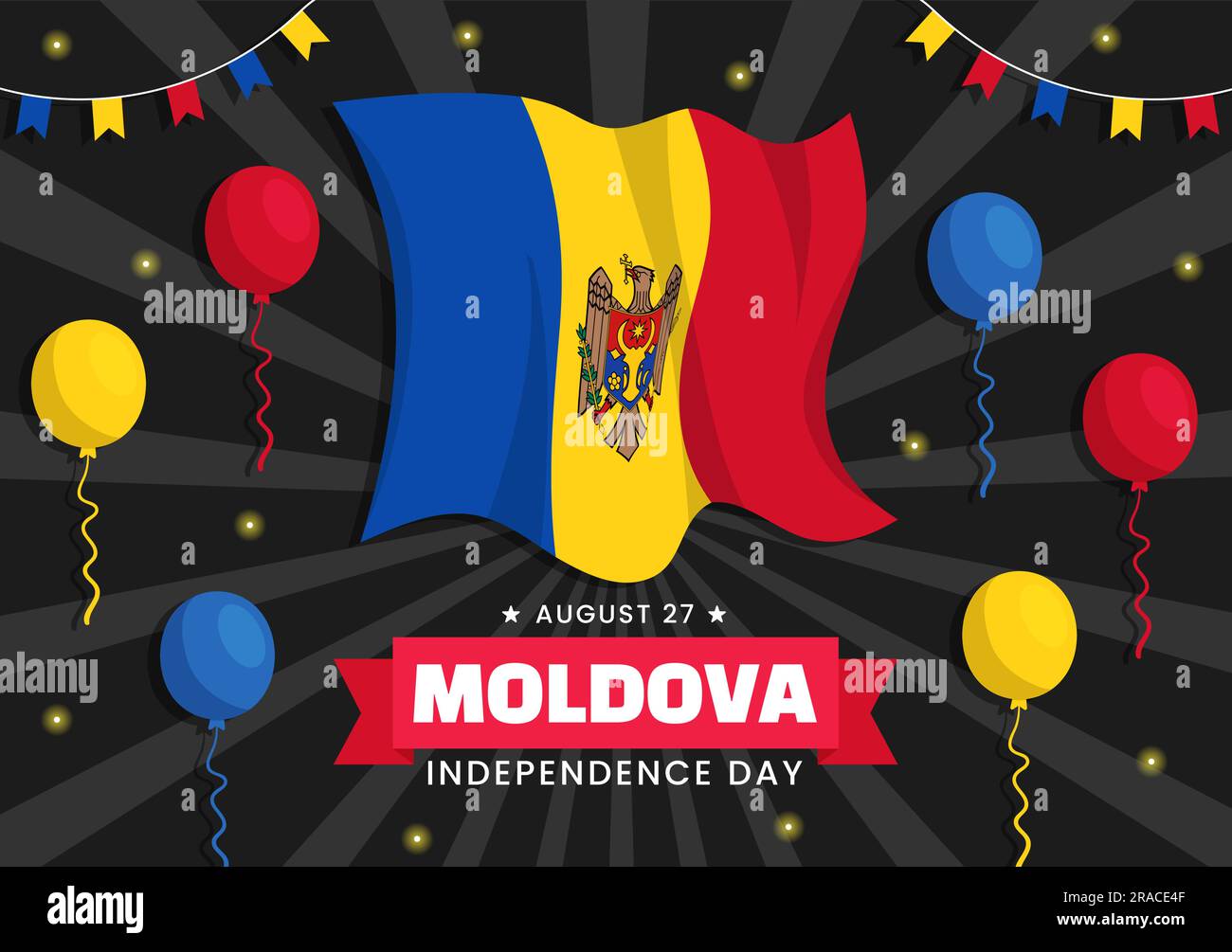 Moldova Independence Day Vector Illustration on August 27 with Waving ...