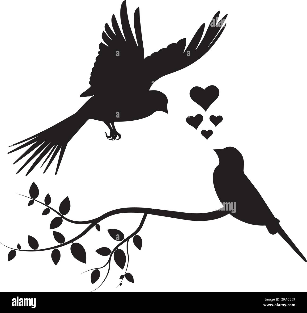 Flying Birds and birds on Branch, Vector. Wall Decals, Birds on Tree ...