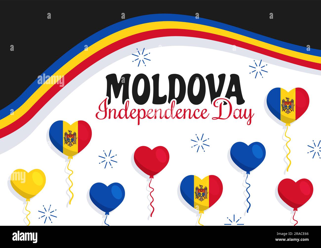Moldova Independence Day Vector Illustration on August 27 with Waving ...