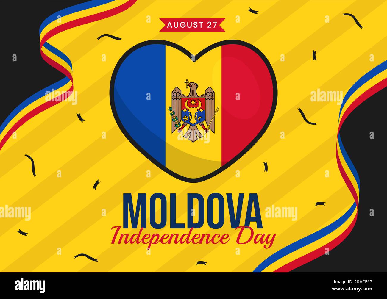Moldova Independence Day Vector Illustration on August 27 with Waving ...