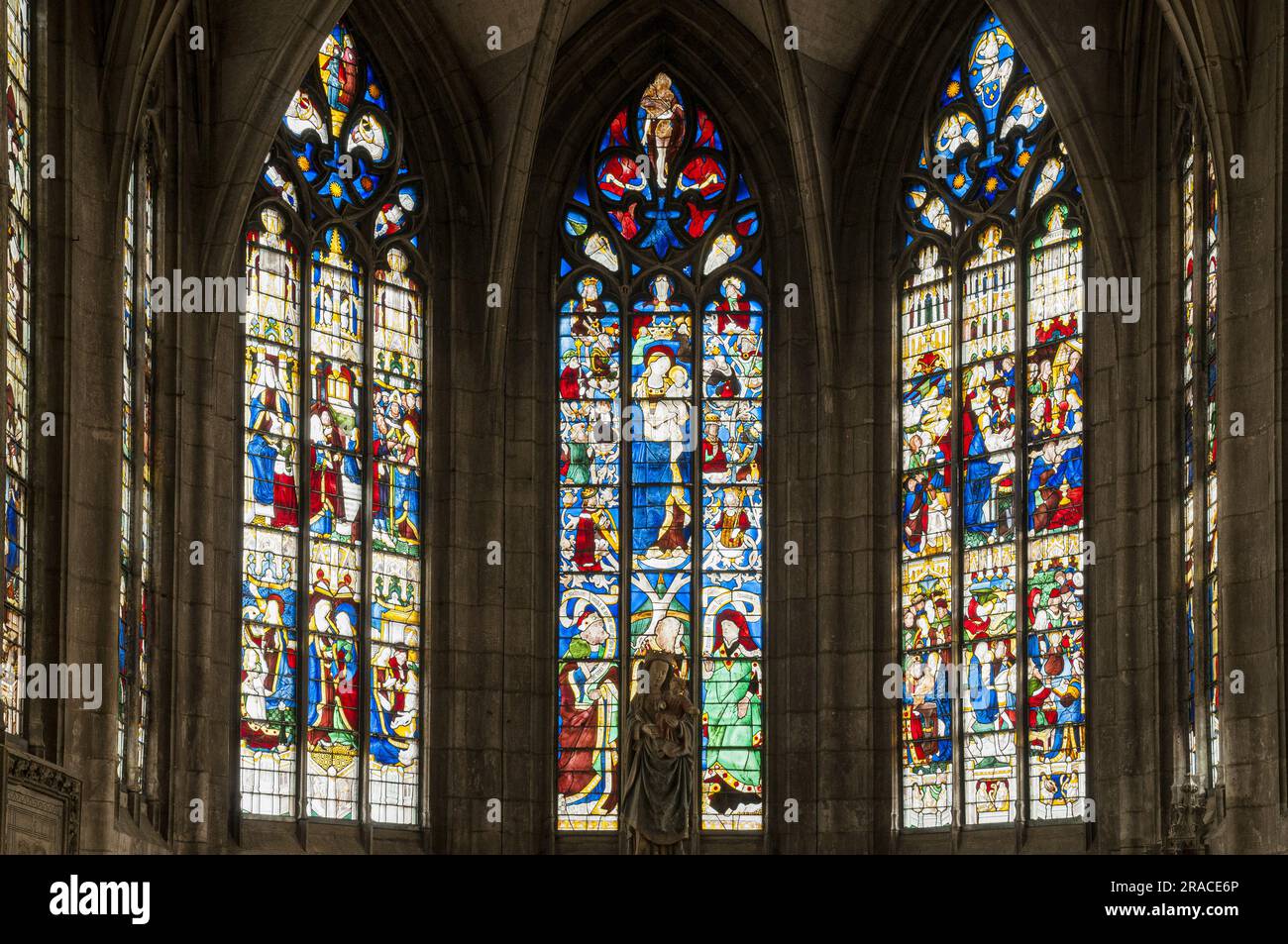 FRANCE. EURE (27). EVREUX. NOTRE-DAME CATHEDRAL. STAINED GLASS WINDOWS ...