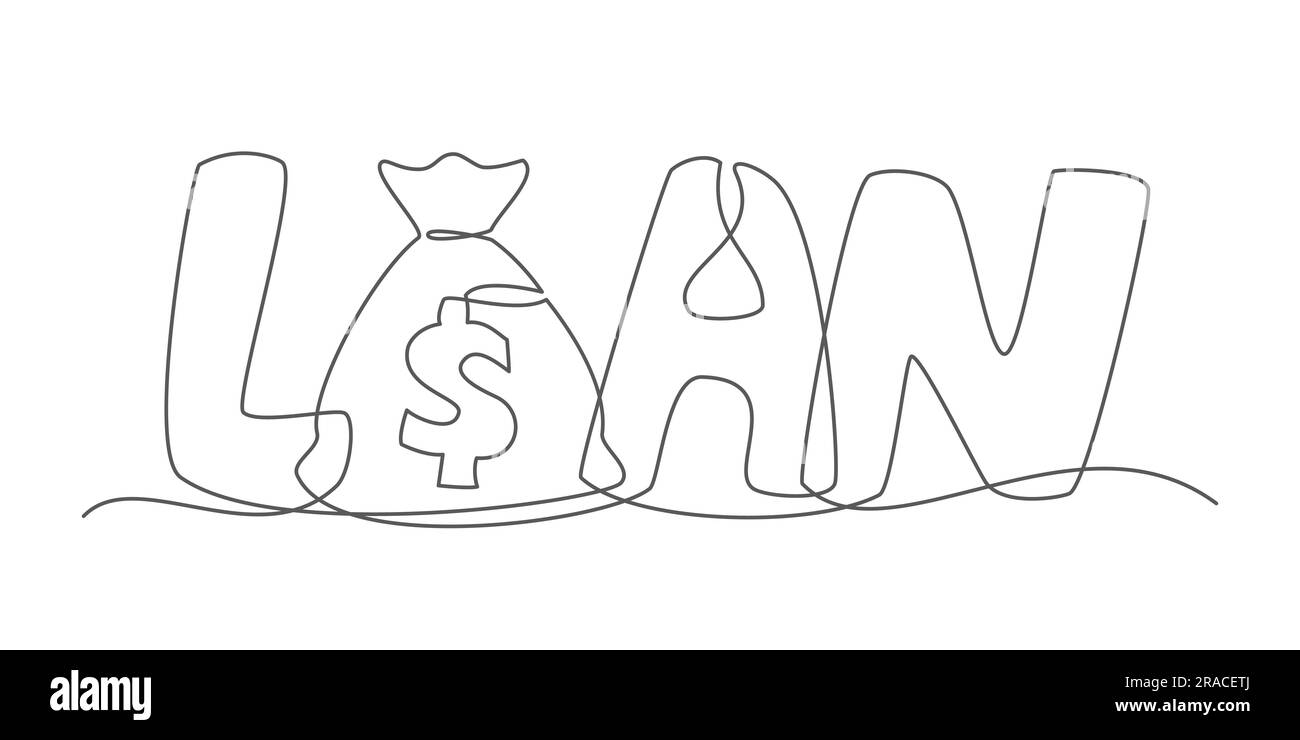 Loan One line drawing on white background Stock Vector Image & Art - Alamy