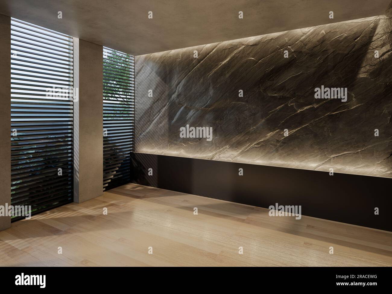 Modern empty room interior design contemporary, with natural tones on ...