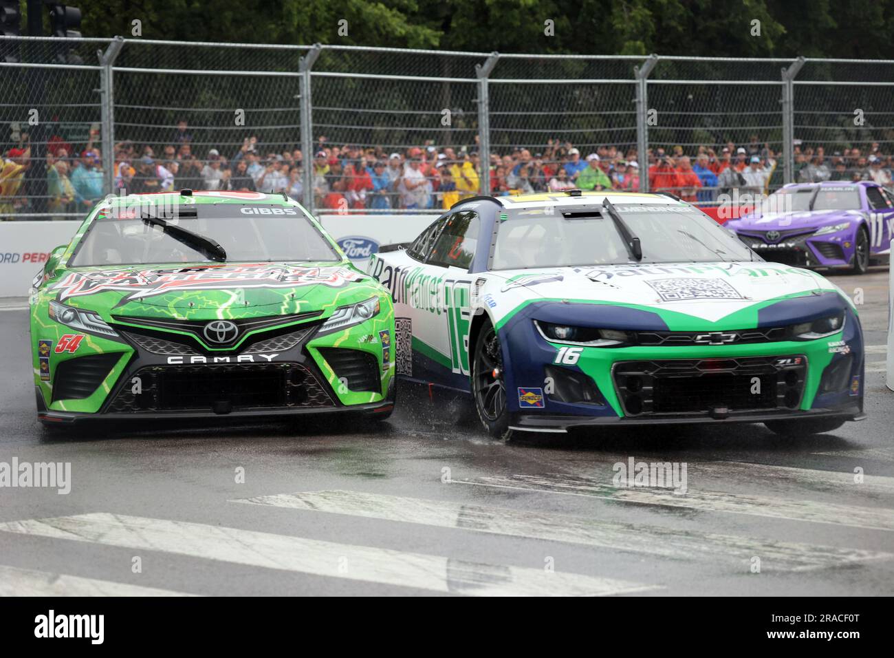 Chicago, USA, 01 July 2023. Ty Gibbs (54) and AJ Allmendinger (16) go ...