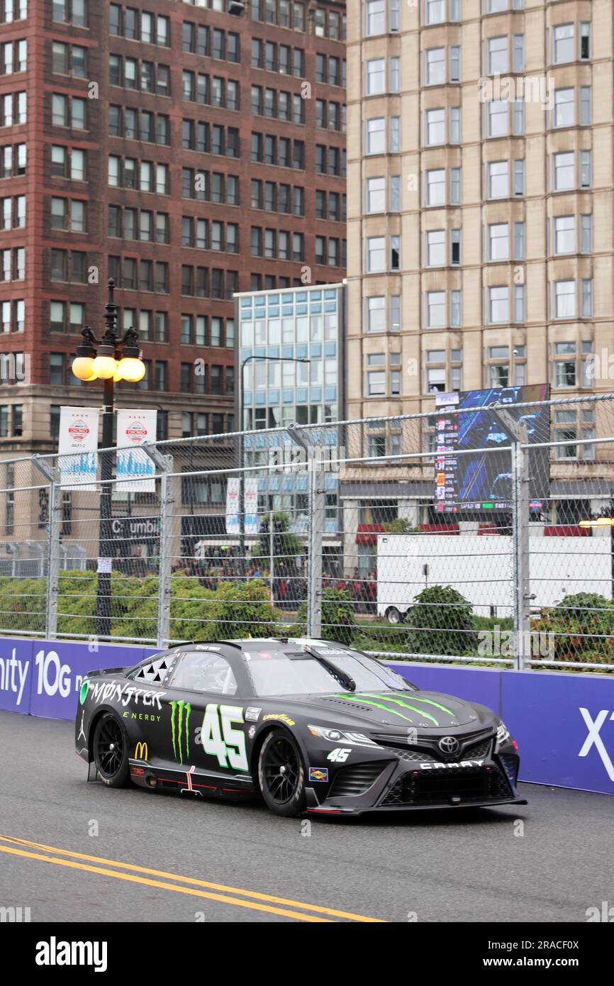 Chicago, USA, 01 July 2023. Tyler Reddick (45) enters turn 9 at ...