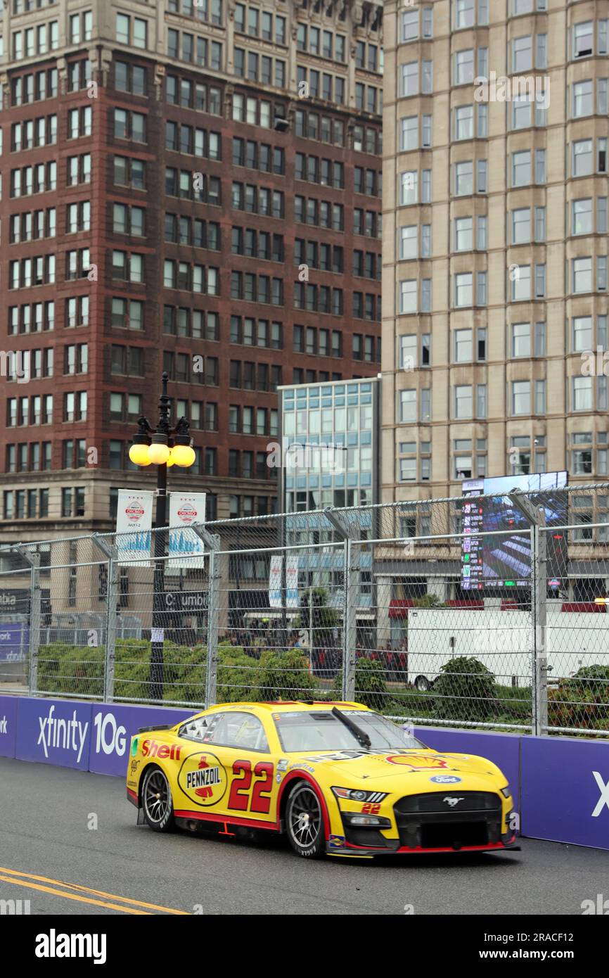 Chicago, USA, 01 July 2023. Joey Lagano (22) enters turn 9 at Congress ...