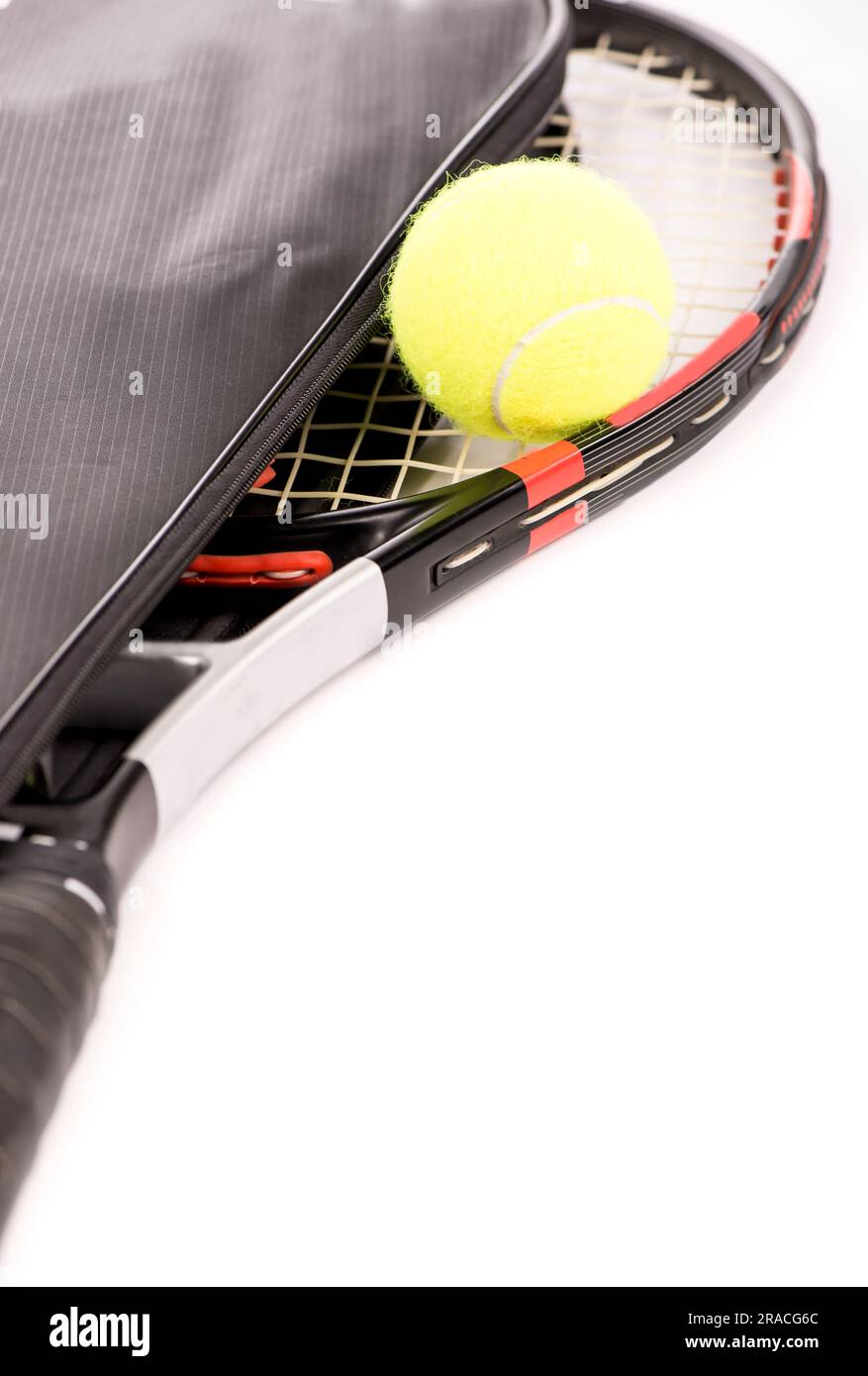 tennis racquet and ball on a white background Stock Photo - Alamy