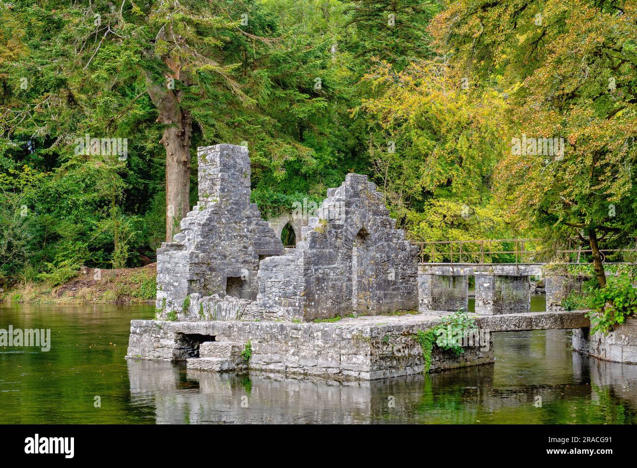 Ruin of medieval Monk's Fishing house on the river Cong. Cong, County ...