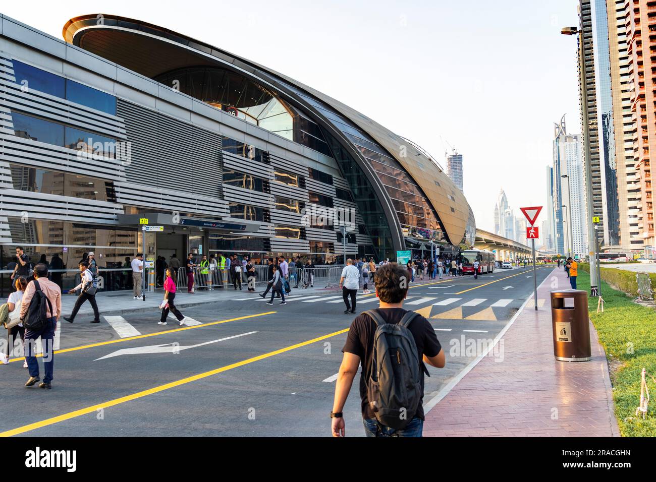 Dubai, UAE - 21.06.2023 - Shot of the Business Bay metro station Stock ...