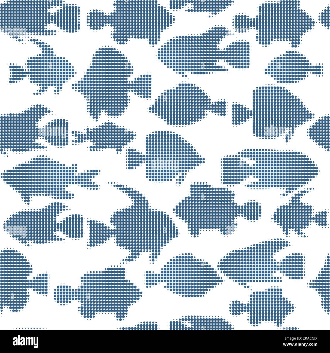 Tropical fishes seamless pattern halftone dots silhouette style Stock ...