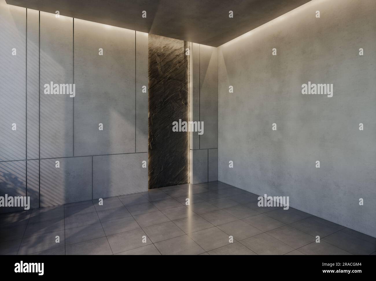 Modern empty room interior design contemporary, with natural tones on the room, walls, floor and ...